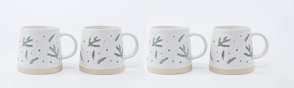 Quality Speckled Embossed Pine Branch Farmhouse Ceramic Mugs for sale