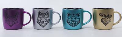 China Metallic Iridescent Wild Animal Head Ceramic Mug Set of 4 for sale