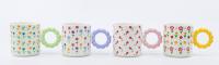 China Floral Bubble Handle Ceramic Mug for sale