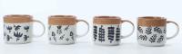 China Two-Tone Abstract Botanical Ceramic Tableware Set for sale
