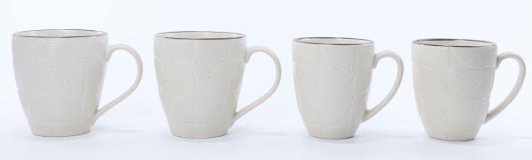 Quality Speckled Cream Embossed Wave Ceramic Tableware Collection for sale