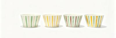 China Hand-Painted Vertical Stripe Ceramic Tableware Set (Mugs & Snack Bowls) for sale