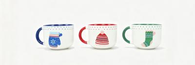 China Vintage Knit Pattern Christmas Ceramic Mugs Collection, 5 Styles Total for sale