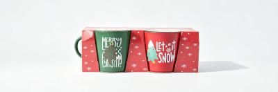 China 2 Pack Christmas Ceramic Mugs Gift Box, Green Red Xmas Tree Snowflake Coffee Mugs Holiday Couple Cup Set Ready To Gift for sale