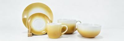 China Warm Amber Gradient Full Ceramic Dinnerware 5-Piece Breakfast Set for sale