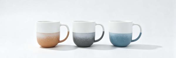 Quality 3 Pack White Top Ombre Speckled Ceramic Coffee Mugs, Two-Tone Gradient Stoneware Tea Cups for Home & Gift for sale