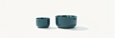China 2 Pack Solid Gloss Teal Ceramic Nesting Bowl Set, Stackable Round Deep Stoneware Serving Bowls, Microwave & Dishwasher Safe Modern Minimalist Food Prep & Dining Bowls for sale