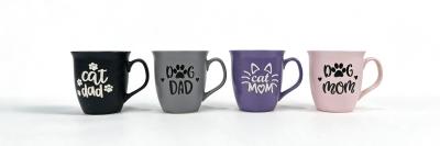 China 4‑Pack Pet Lover Ceramic Mugs, Cat Mom Cat Dad Dog Mom Dog Dad Coffee Cup Set for sale