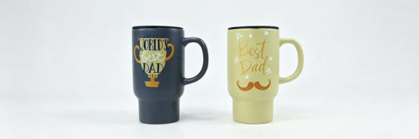 Quality World's Best Dad Tall Ceramic Travel Mug Set of 2, Insulated Coffee Cup with Lid, Father's Day Gifts for Dad for sale