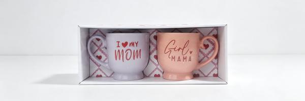 Quality 2 Pack I Love My Mom & Girl Mama Ceramic Mugs, Mother’s Day Gift Mug Set with Gift Box for sale