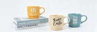 China Easter Ceramic Mug Set of 3, Happy Easter Bunny & Carrot Printed Stack‑able Coffee Cups for sale