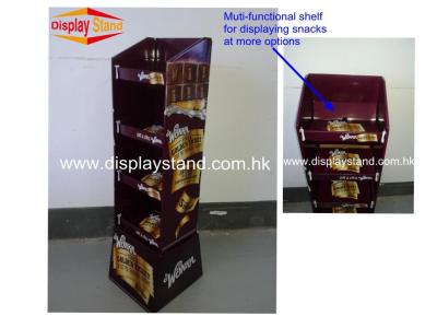 China Suporte de exposição de papel do assoalho do cartão da prateleira de Mutifuncational 4 para alimentos de petisco com grampos à venda