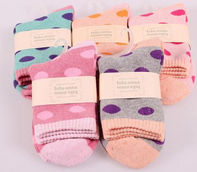 China Dots patterned design winter terry socks for women for sale