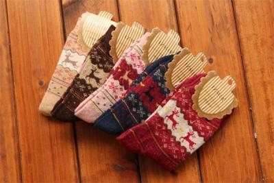 China High warmth christmas deer patterned design winter wool socks for women for sale