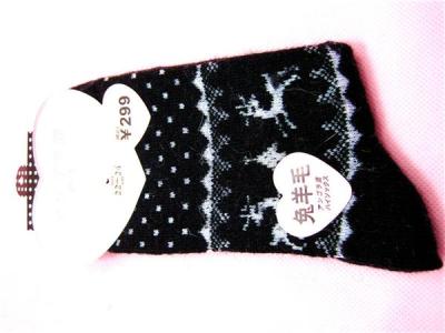 China High warmth christmas deer patterned design winter wool socks for women for sale