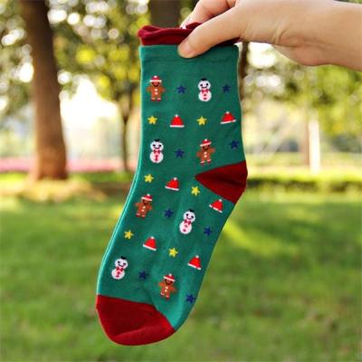China 2015 hot selling women's soft summer cotton socks in cartoon christmas design for sale