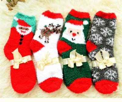 China Colorful jacquard thick women's coral fleece socks in high warmth for sale