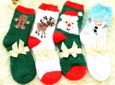 China 2015 Promotional supersoft jacquard thick women's coral fleece socks for christmas for sale
