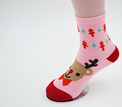 China Colorful christmas deer patterned design cotton socks for girls for sale