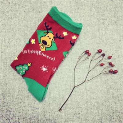 China Christmas deer patterned design cosy cotton sweat-absorbent winter dress socks for women for sale