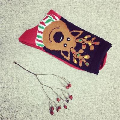 China Lovely Cartoon christmas deer patterned design cosy cotton winter dress socks for women for sale