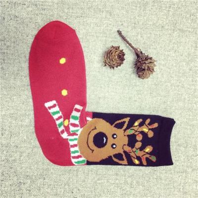 China Novelty Cartoon christmas deer patterned design cosy cotton winter dress socks for women for sale
