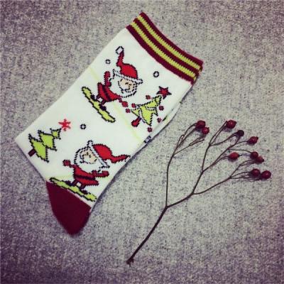 China Cute christmas santa claus patterned design supersoft cotton wearing socks for women for sale