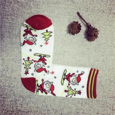 China Hot selling christmas santa claus patterned design cotton dress hosiery for women for sale
