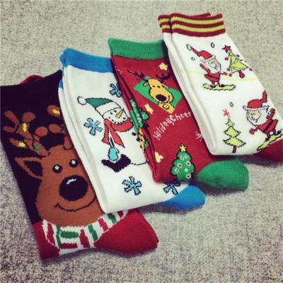 China Cozy colorful cute christmas patterned design AZO-free cotton dress socks for women for sale