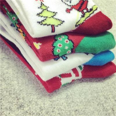 China Classic cute christmas patterned design AZO-free high warmth cotton dress socks for women for sale