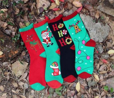 China Customized novelty cartoon christmas patterned design cozy cotton hosiery in high quality for sale