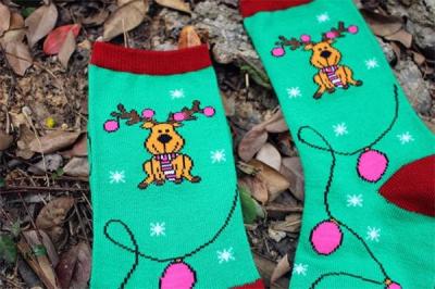 China Microfiber lovely cartoon christmas deer patterned design cozy cotton OEM dress socks for sale