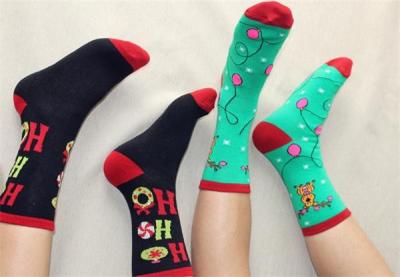 China Popular cute cartoon christmas patterned design breathable cozy cotton dress socks for sale