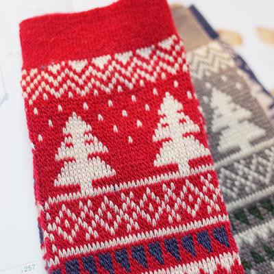 China National style christmas tree patterned design cozy cotton wearing hosiery for promotion for sale