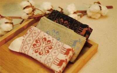 China Knee high vintage style classic christmas deer patterned design cotton winter thick socks for sale