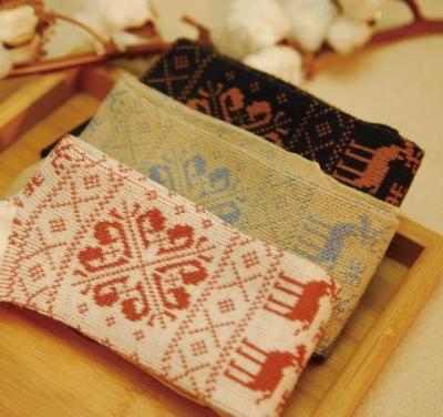 China Top selling elegant christmas deer patterned design cotton winter knee high thick socks for sale