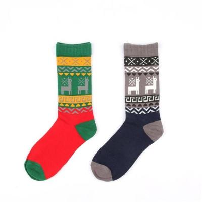 China Promotional classic christmas deer patterned design winter thick pure cotton dress socks for sale