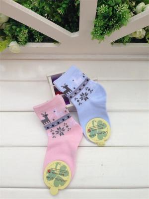 China Customized christmas snow patterned design knitted supersoft OEM cotton socks for baby for sale
