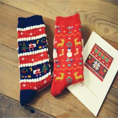 China Novelty fashion customized cute cartoon christmas style cozy cotton OEM socks for women for sale