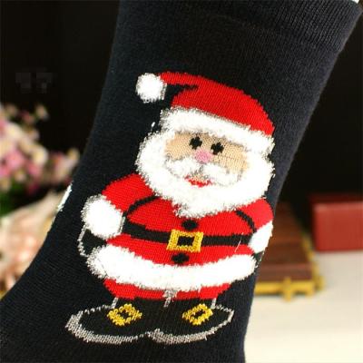 China Promotional cute jacquard cartoon christmas patterned design winter cotton socks for women for sale