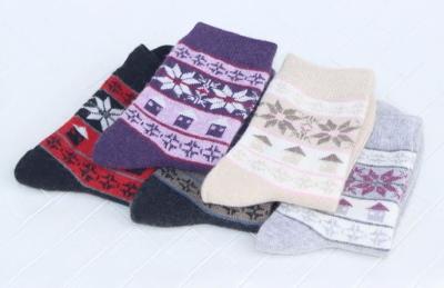 China Promotional christmas patterned design high quality winter thick cotton socks for women for sale