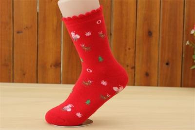 China Elegant cute cartoon christmas patterned design thick OEM cotton dress socks for women for sale