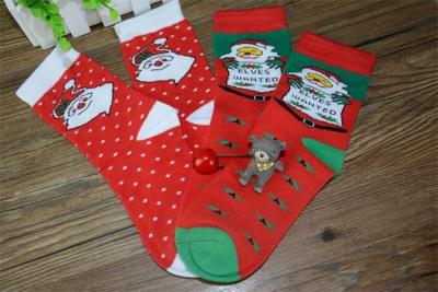 China Cute cartoon christmas santa claus design supersoft cotton winter dress socks for women for sale