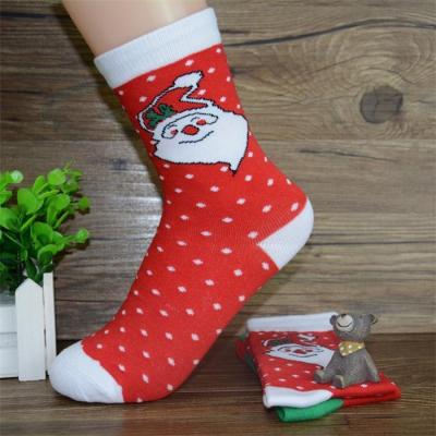 China Lovely cartoon christmas santa claus design cotton winter thick wearing socks for women for sale
