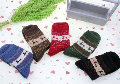 China Elegant christmas deer patterned design customized high quality wool dress socks for women for sale