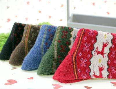 China 2015 Hot selling christmas deer patterned design supersoft wool dress socks for women for sale