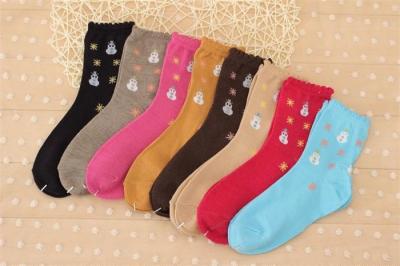 China Fashion korean cute cartoon christmas patterned design thick cotton dress socks for women for sale
