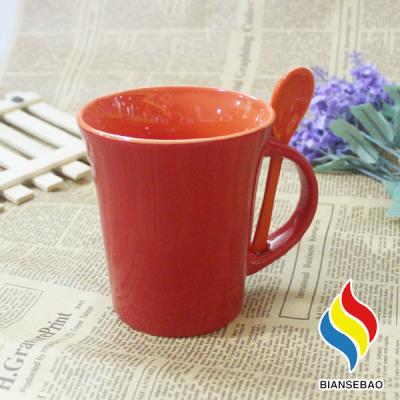 China 11 oz Temperature Control Color Changing Cup Ceramic Coffee Mug with Spoon And Holder for sale