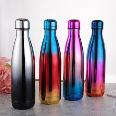 China Creative design gift plating Gradient water bottle double layer stainless steel bottle for sale