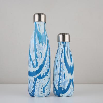 China gradient color powder coating wide mouth double wall stainless steel vacuum bottle for sale